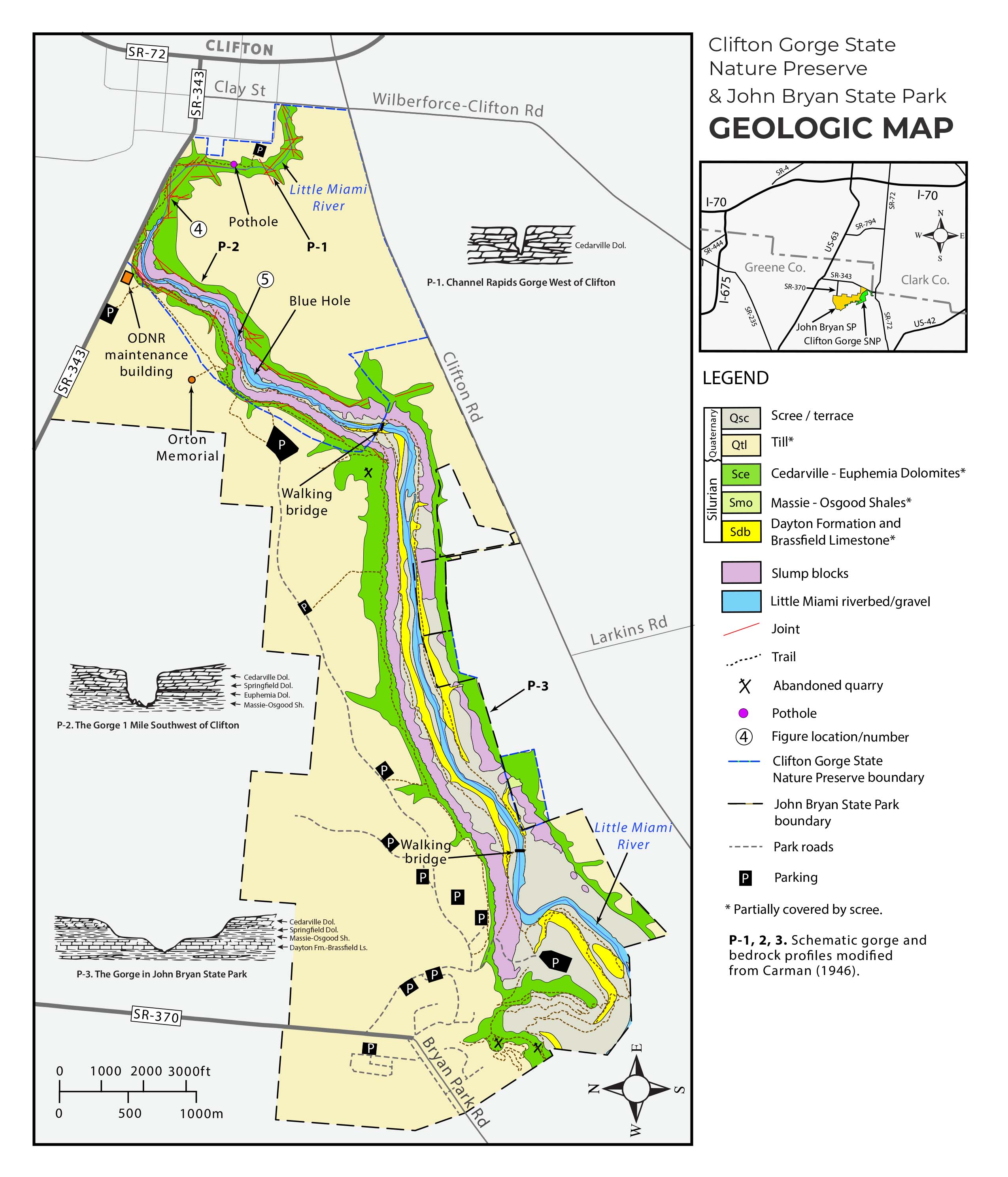 Geology of Clifton Gorge State Nature Preserve & John Bryan State Park